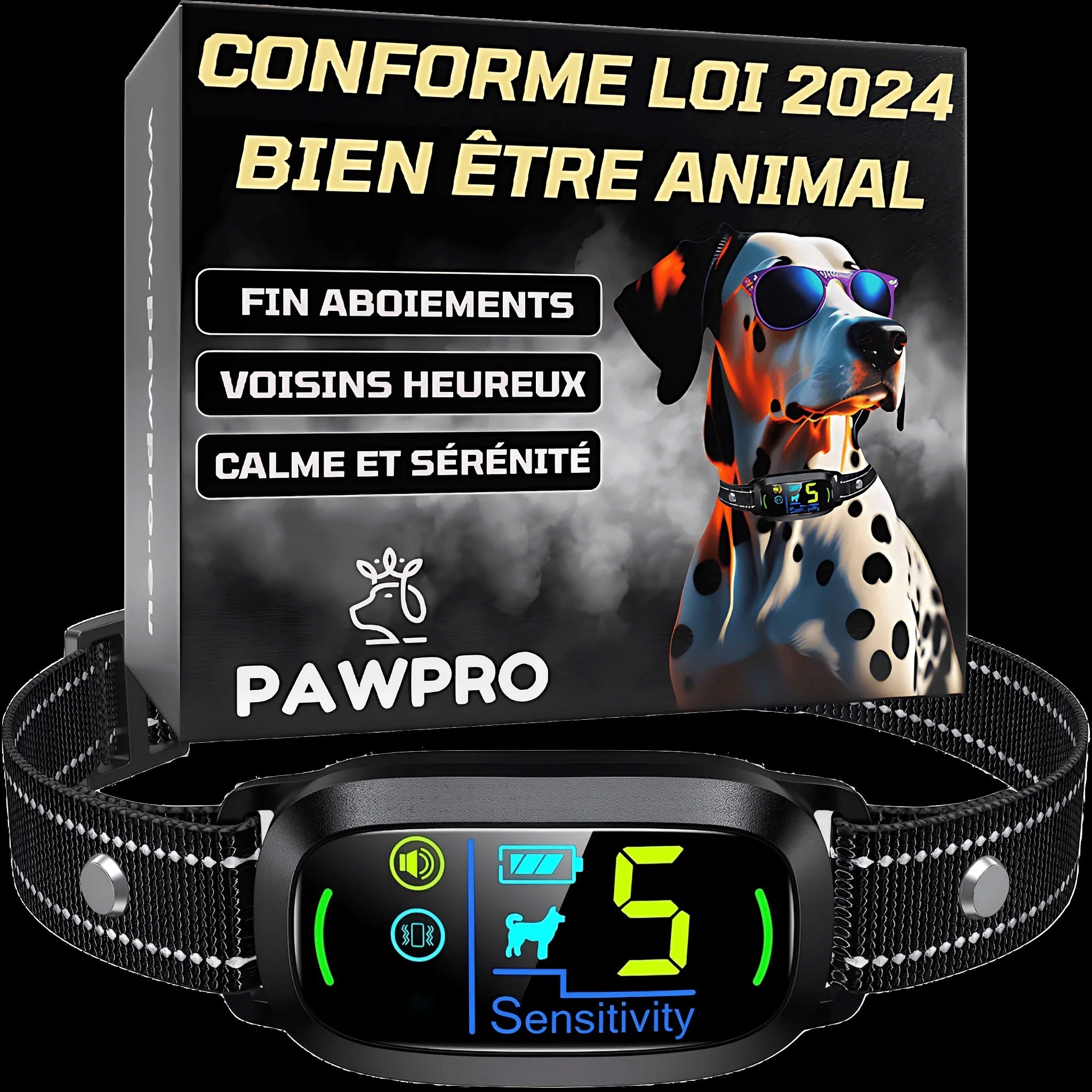 Collier Anti-Aboiement Conforme Nouvelle Loi - Modèle ALPHA2 – PAWPRO